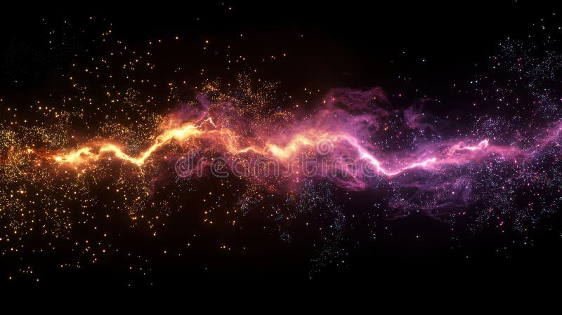 Vibrant 3D Lightning Strike Element in Dark Background Stock ...