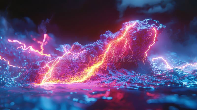 Vibrant 3D Lightning Strike Rendering Stock Illustration - Illustration ...
