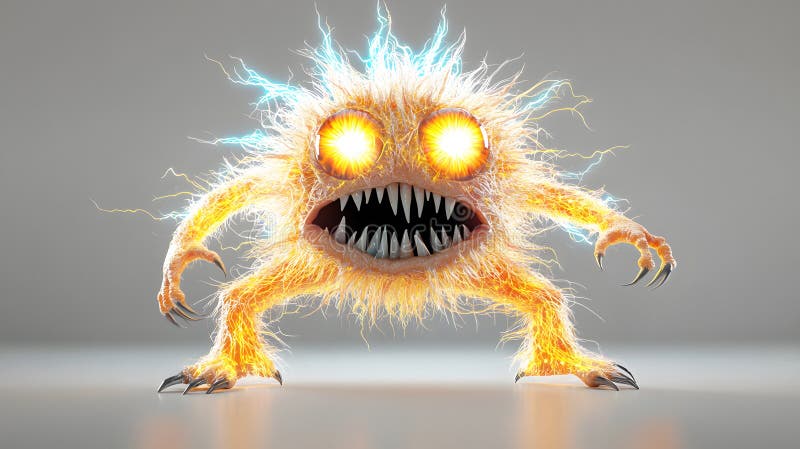Vibrant, 3D Monster with Electric Features and Fierce Expression Stock ...