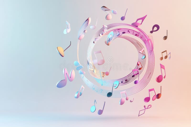 Vibrant Pastel Music Notes Swirling Soft Waves Stock Photos - Free ...