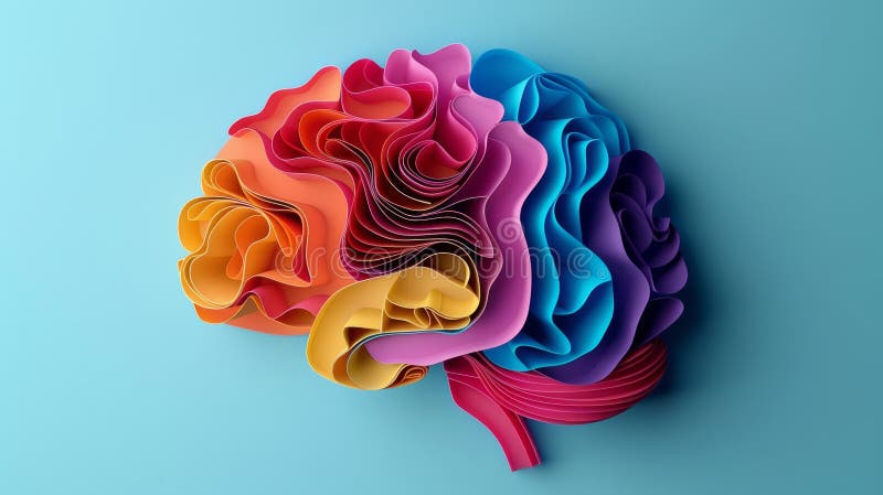 Vibrant 3D Paper Brain Symbolizing Creative Thinking Stock Illustration ...