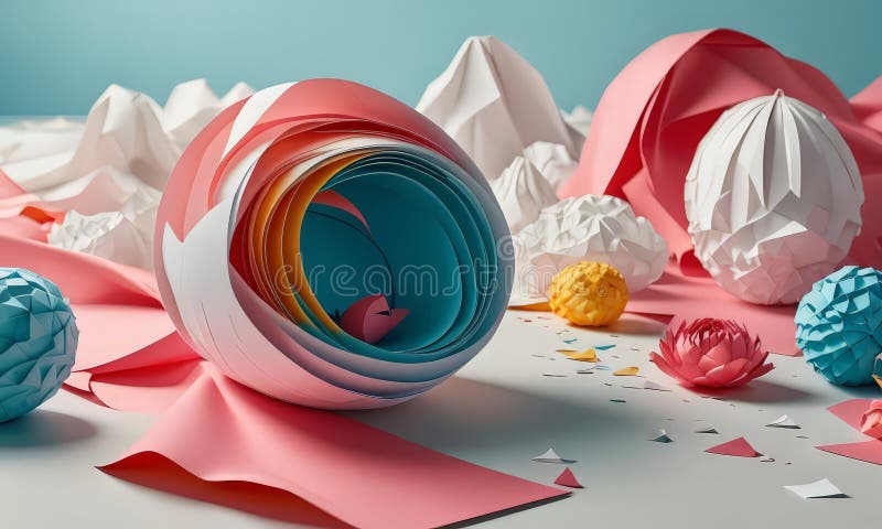 Vibrant 3D Paper Sculpture Features Large, Colorful Egg-shaped Object ...