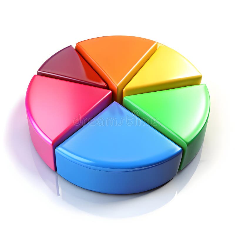 3D Colorful Pie Chart with White Background Stock Illustration ...