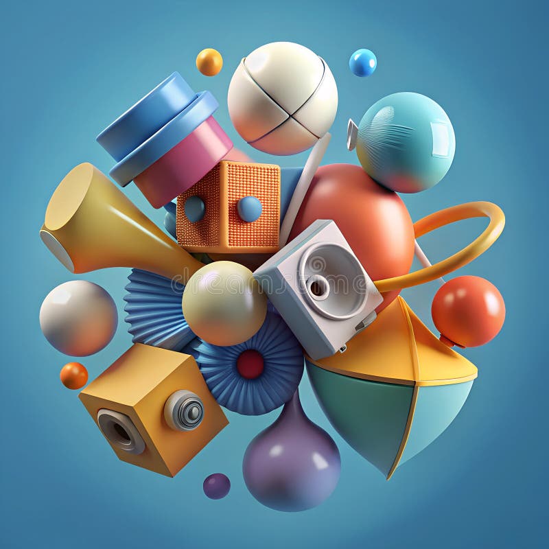 Whimsical 3D Pop Art: Vibrant Shapes and Playful Forms, a Cluster of ...