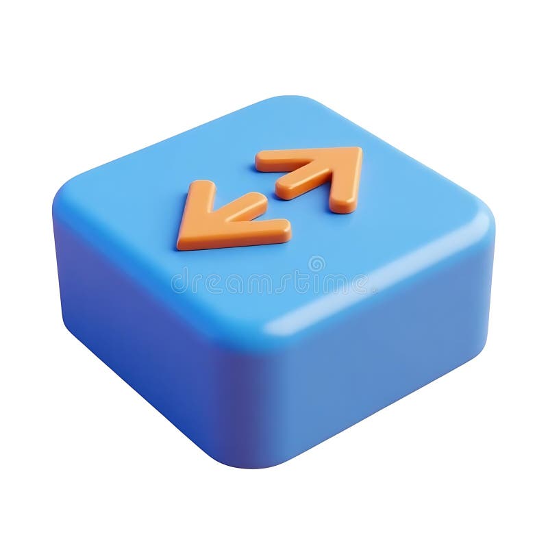 3D Blue Cube with Orange Arrows Zoom in Out Modern Design Stock ...