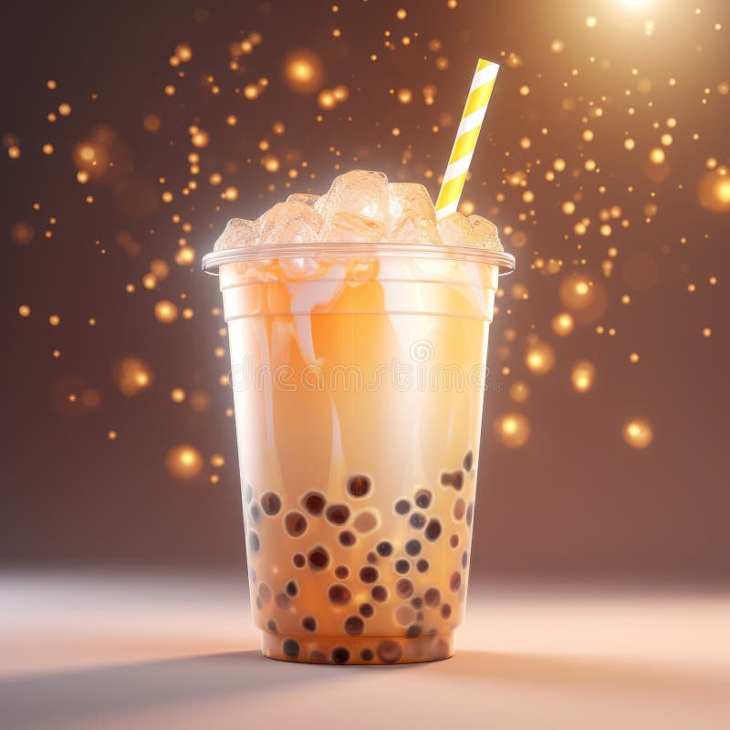 Vibrant 3d Render of Bubble Tea on a Light Background Stock ...
