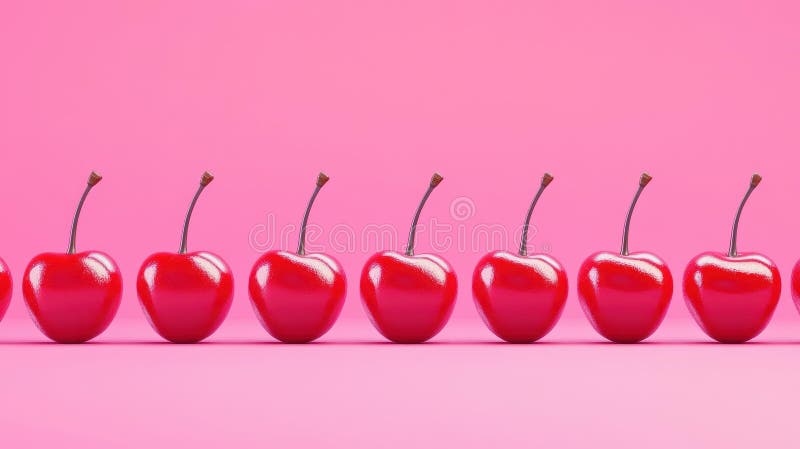 A Vibrant 3D Render of a Cherry Row, Showcasing Modern Flat Design with ...