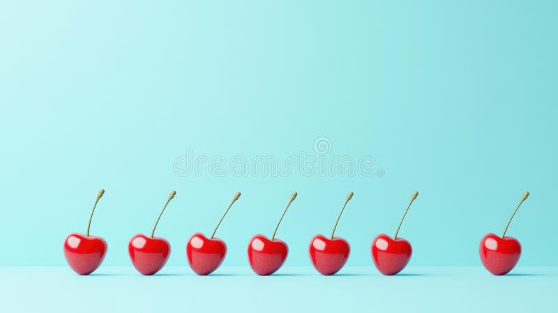 A Vibrant 3D Render of a Cherry Row, Showcasing Modern Flat Design with ...