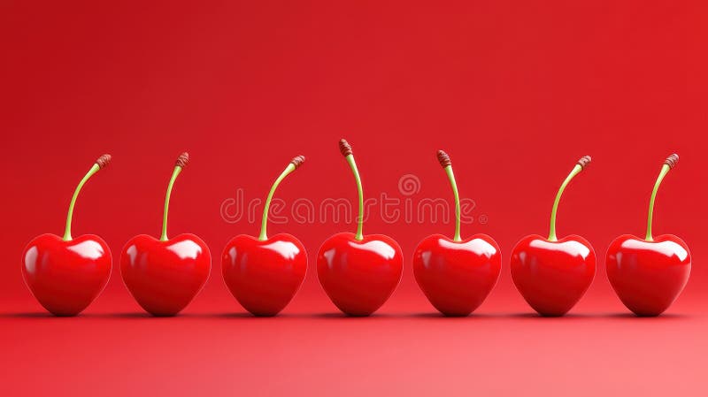 A Vibrant 3D Render of a Cherry Row, Showcasing Modern Flat Design with ...