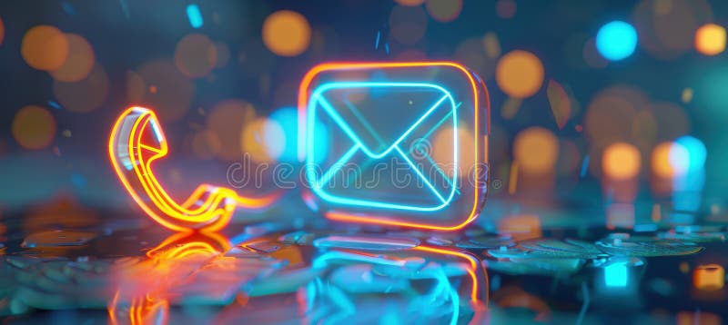Vibrant 3D Render of Email and Phone Icon for Digital Communication ...
