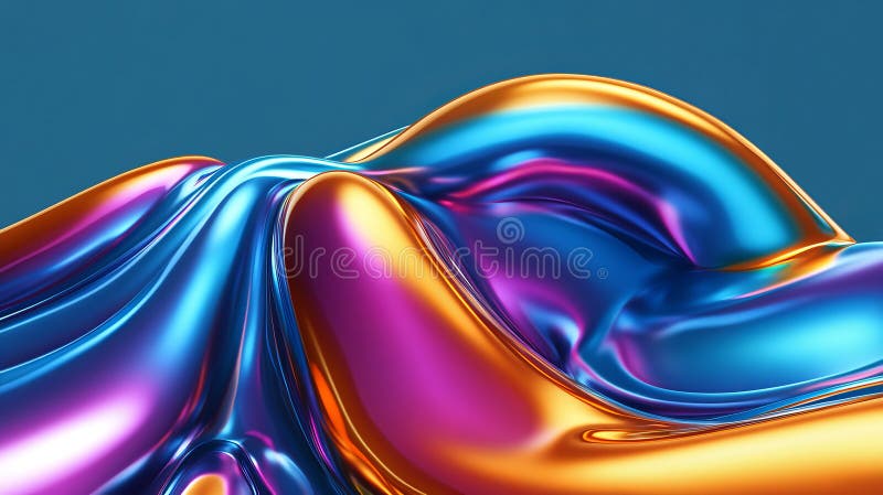 Vibrant 3D Render of Melted Liquid Blob Shape with Glossy Metallic ...