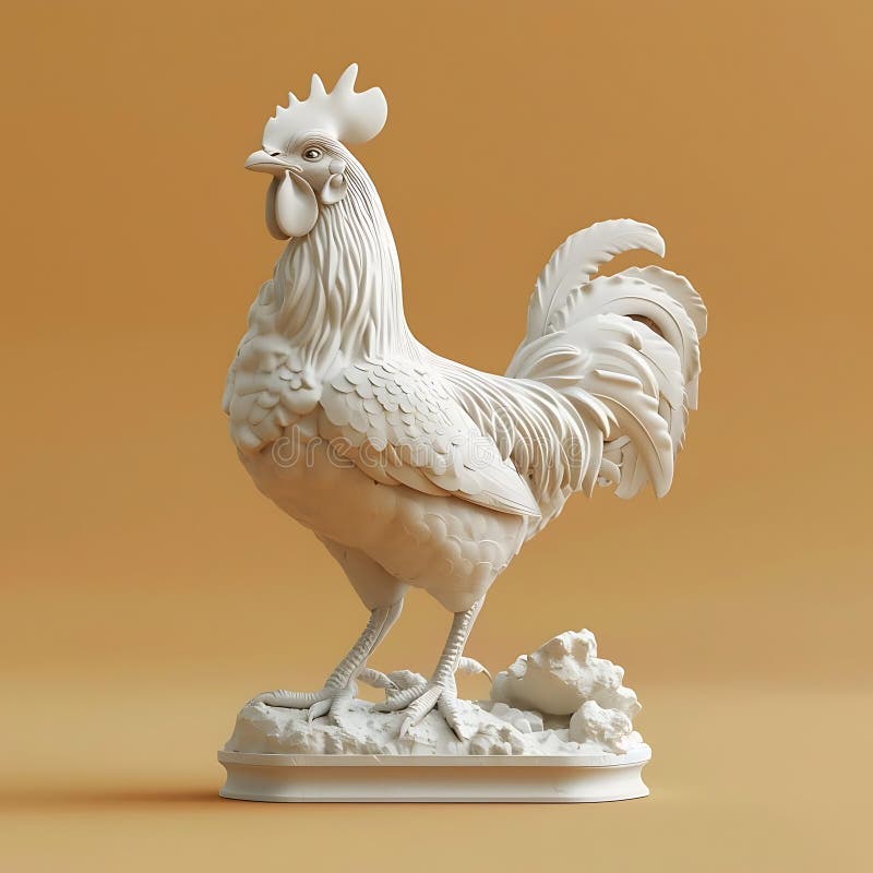 Vibrant 3D Render of a Playful Chicken in Clay Style Against Pure ...