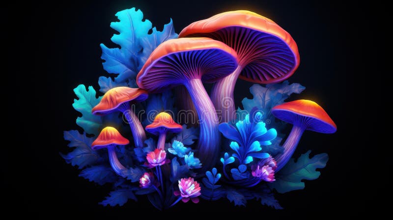 Vibrant 3D Render of a Psychedelic Mushroominfused Pineal Gland with a ...