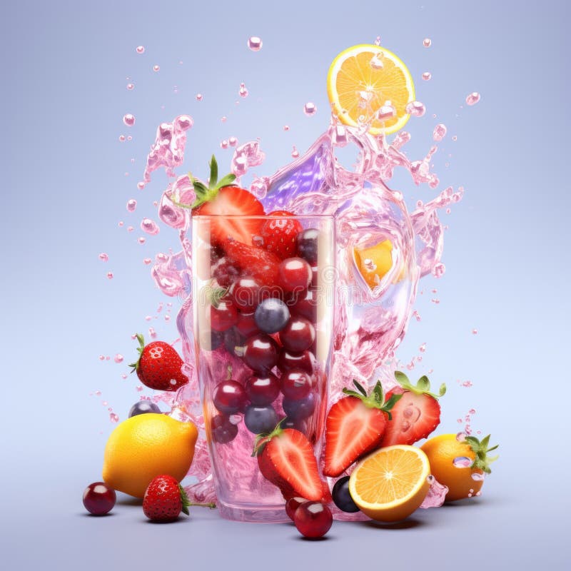 Vibrant 3d Fruit Punch Render on Light Background Stock Illustration ...
