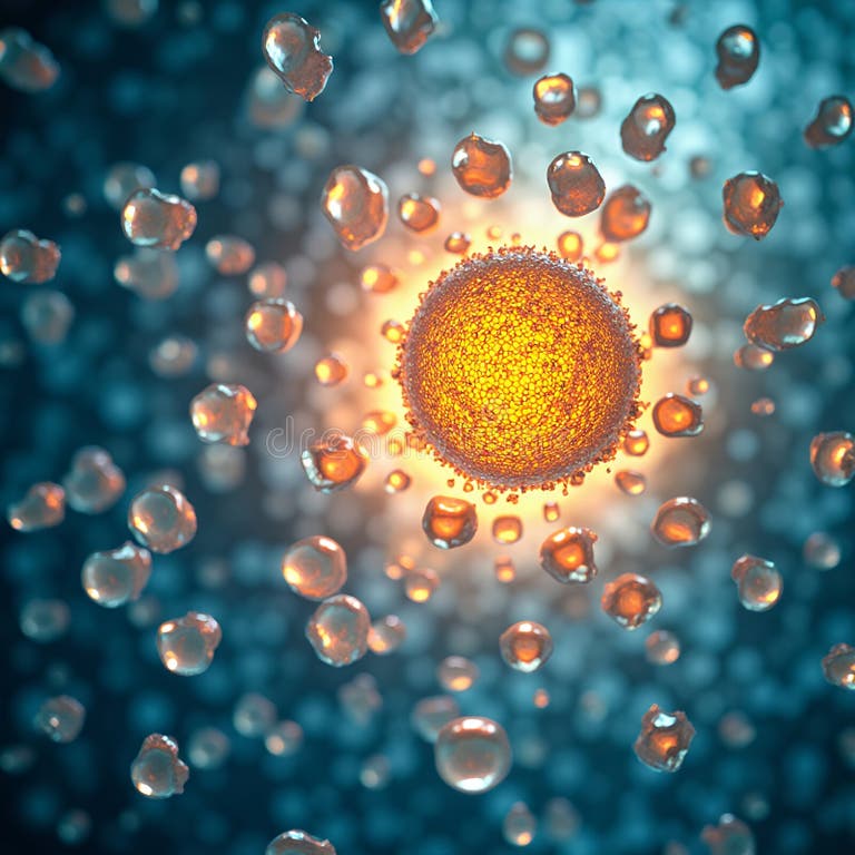 Vibrant 3D Render of Spherical Object with Translucent Water Droplets ...