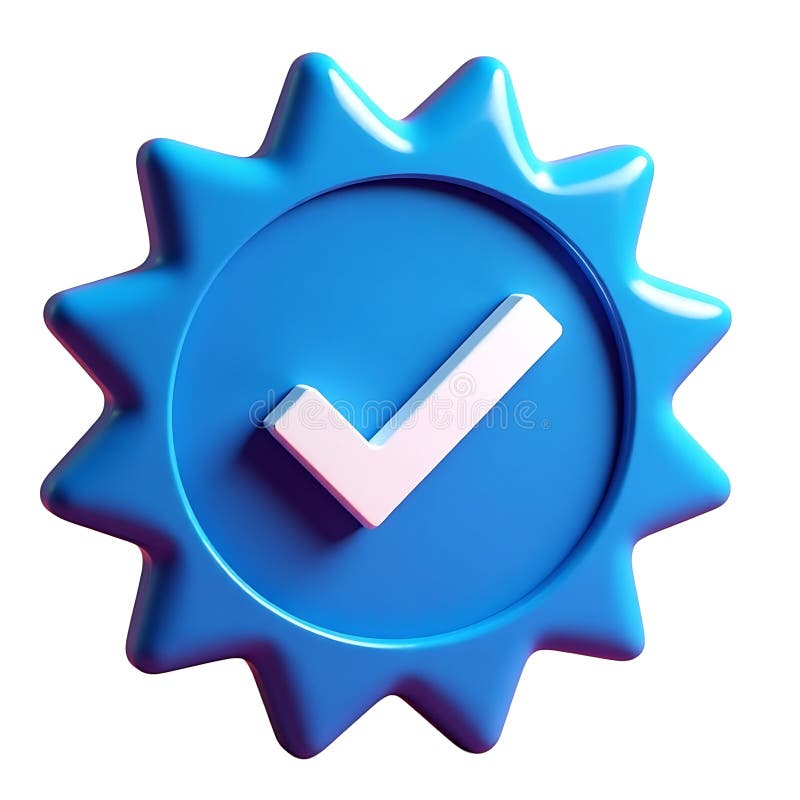 3D Blue Star Checkmark Icon Glossy Plastic Design on White Stock ...