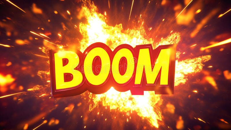 Explosive 3D BOOM Text Effect with Fiery Blast and Sparks Stock ...