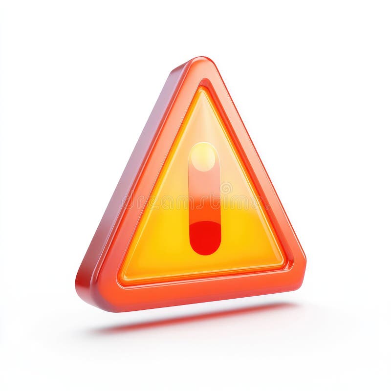 3D Glossy Red and Yellow Warning Triangle Sign with Exclamation Mark ...