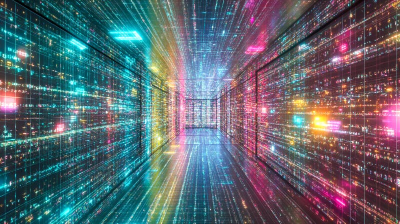 Digital Binary Code Matrix Background - 3D Rendering of a Scientific Technology Data Binary Code ...