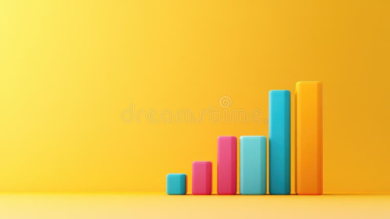 A Vibrant 3D Rendered Icon of a Bar Chart, Combining Modern Design with ...