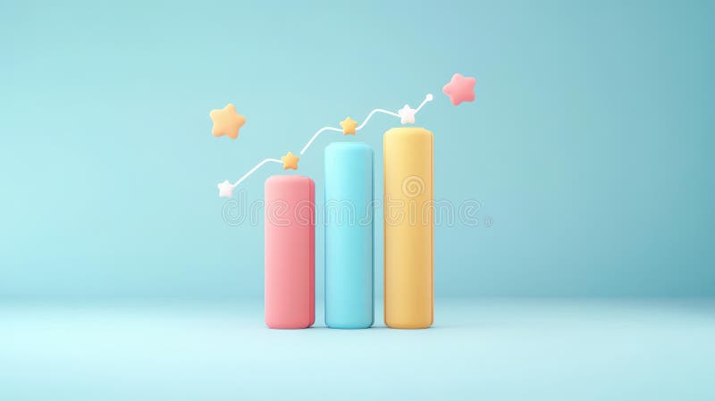 A Vibrant 3D Rendered Icon of a Bar Chart, Combining Modern Design with ...