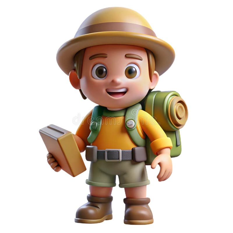 3D Illustration Travel Character Explorer Stock Illustration ...
