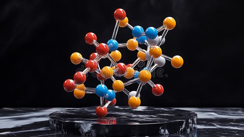 Abstract Molecular Structure Model on Marble Base: Colorful Atoms and ...
