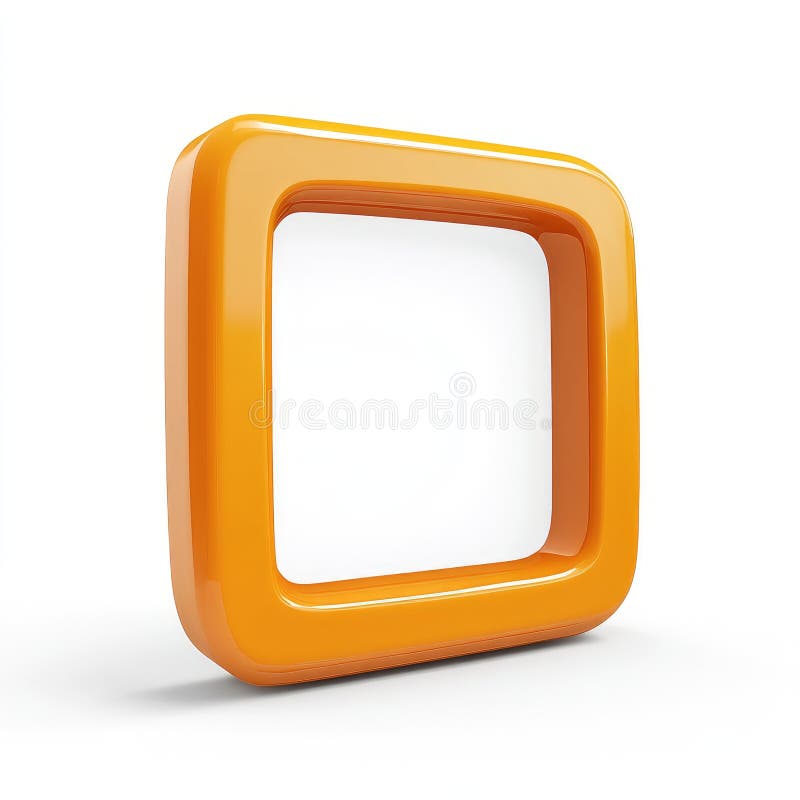 Orange Square Frame with White Background, 3D Render Stock Illustration ...