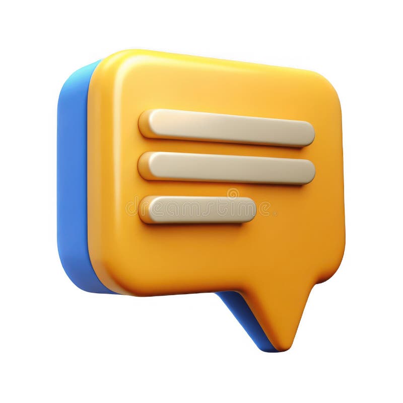 3D Rendered Speech Bubble Icon with Rounded Lines for Messaging and ...