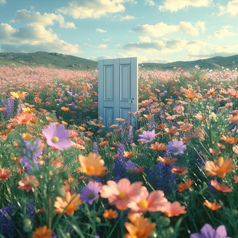 Vibrant 3D Rendering Captures the Essence of a Spring Meadow Stock ...