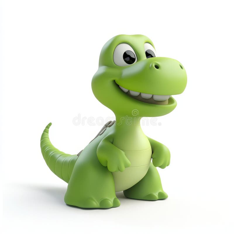 A Vibrant 3D Rendering of a Cheerful Cartoon Dinosaur Character ...
