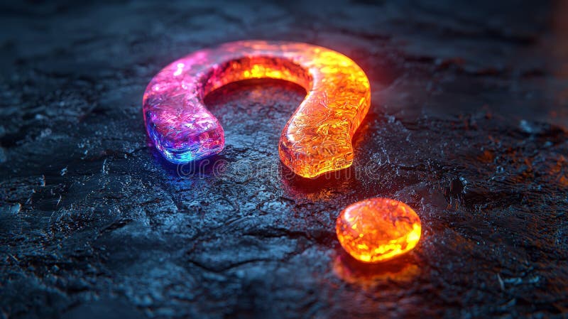 A Vibrant 3D Rendering of a Colorful Question Mark, Glowing Against a ...