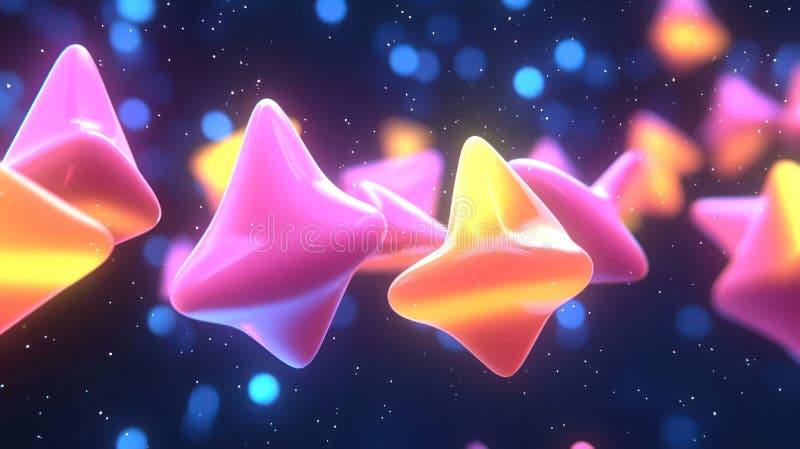 A Vibrant 3D Rendering of Colorful Star-shaped Objects Floating in a ...