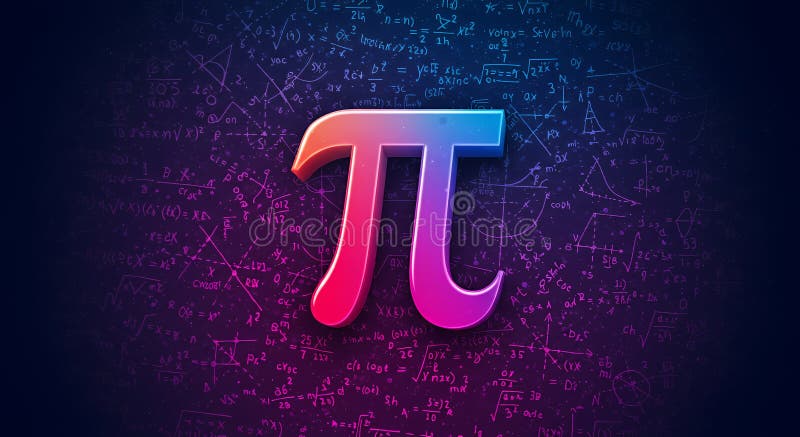 3D Render of Pi Symbol with Pink and Blue Gradient on Dark Background ...