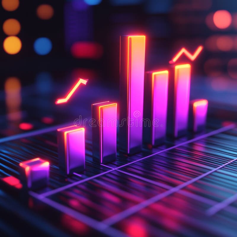 Neon Growth Chart stock illustration. Illustration of future - 335259558
