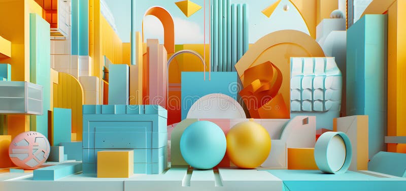 Colorful Abstract Geometric Shapes Background with Keywords for ...