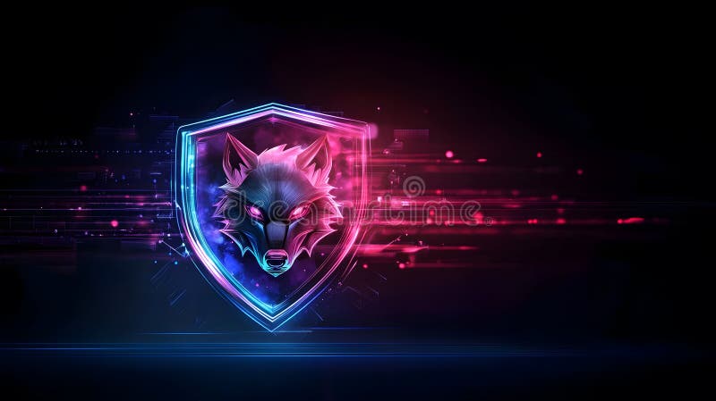 Vibrant 3D Rendering of Wolf Logo within Shield, Showcasing Dynamic ...