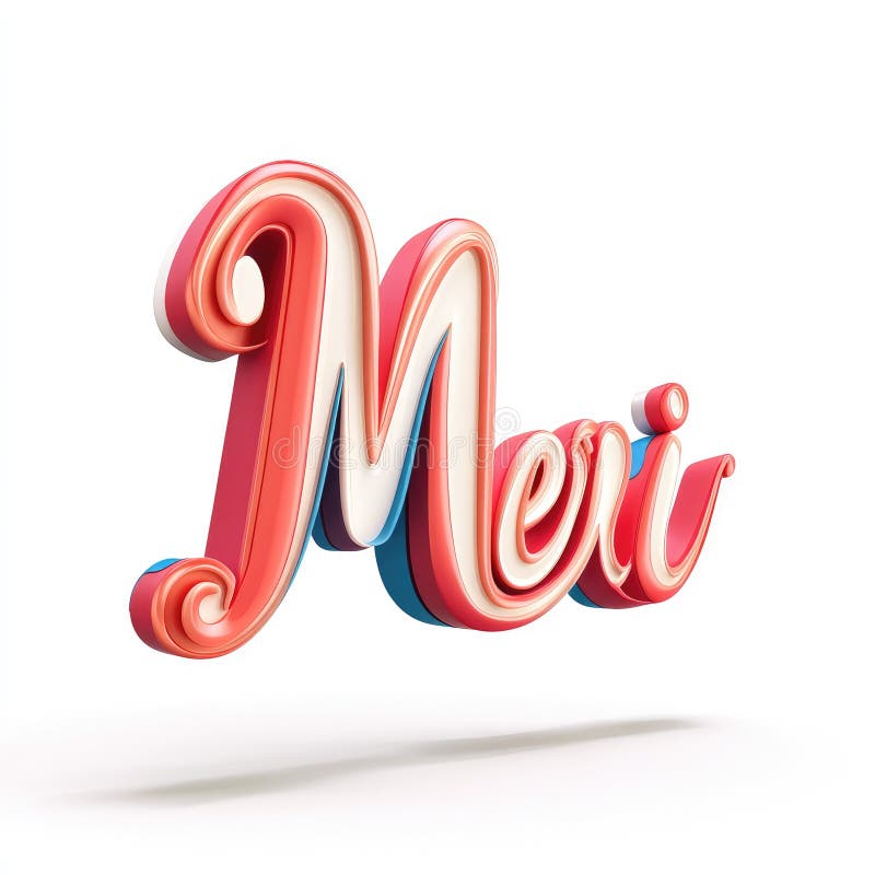 Stylish 3D Rendered "Merci" Text in Red and White Stock Illustration ...