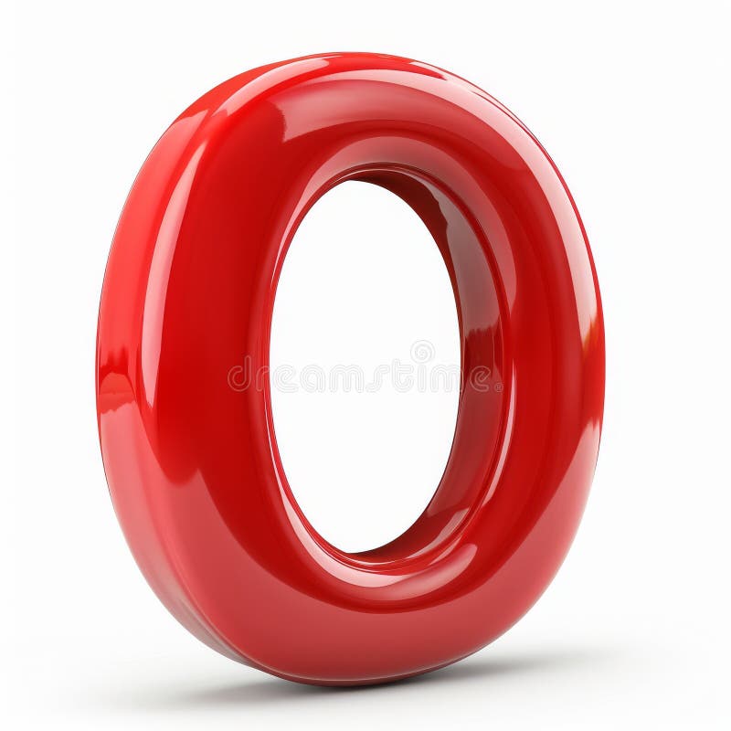 A Vibrant 3D Representation of a Glossy Red Rubber Number Zero that is ...