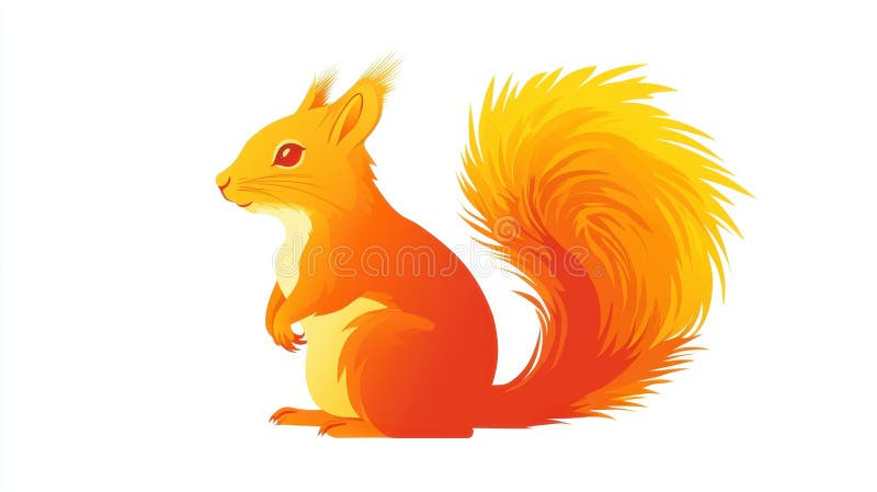 A Vibrant 2D Silhouette of a Squirrel Glows Against a Crisp White ...