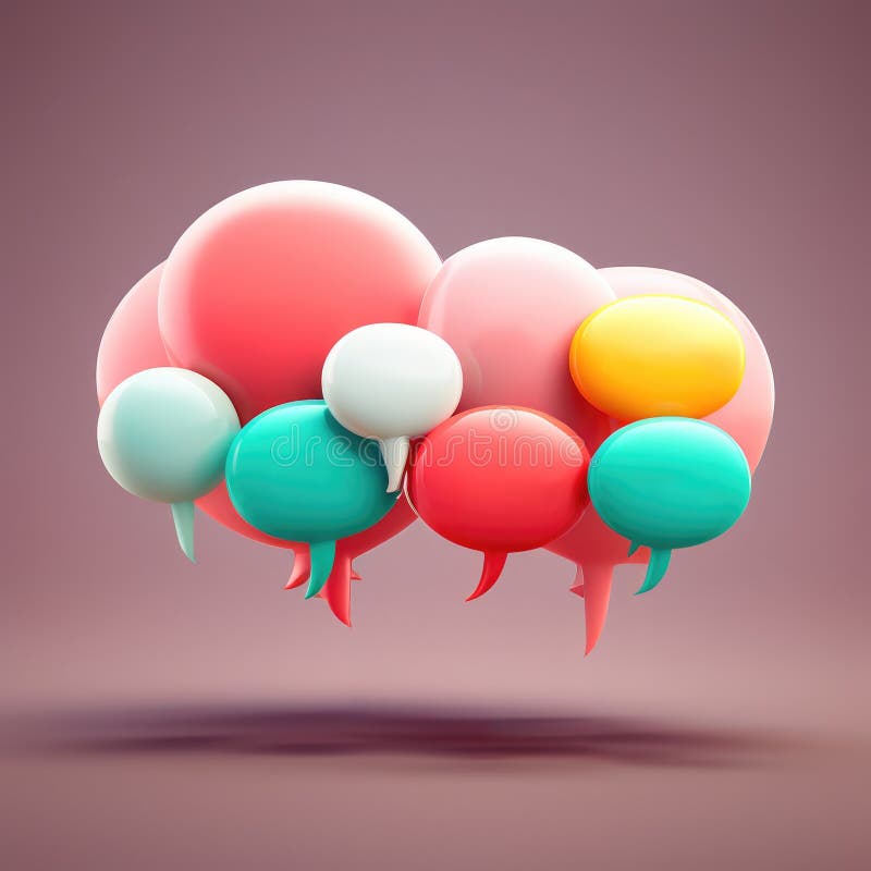 Vibrant 3d Speech Bubbles Over Gradient Background Stock Illustration