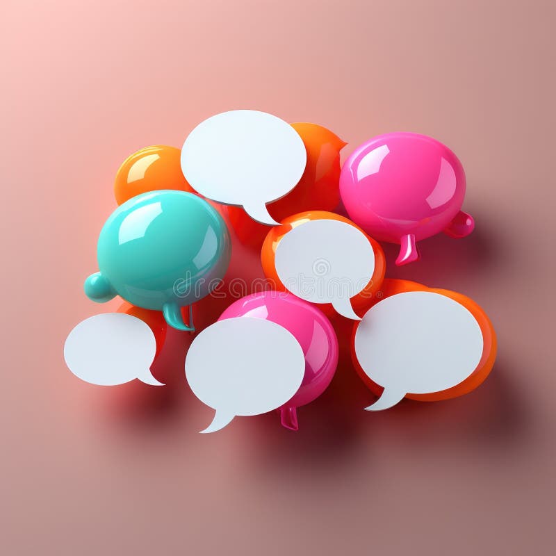 Vibrant 3D Speech Bubbles Over Gradient Background Stock Illustration ...