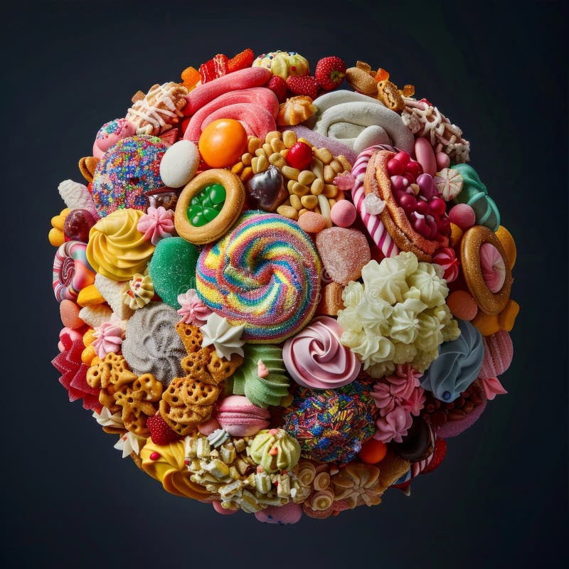 Colorful Sphere of Assorted Sweets in a Floating 3D Design. a Vibrant ...
