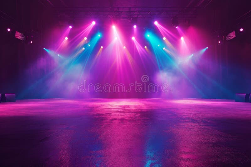 Realistic Concert Stage Neon Effects Stock Illustration - Illustration ...