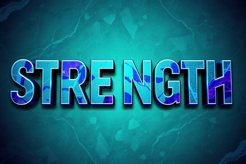 Vibrant 3d Strength Typography with Blue and Teal Marble Texture on ...