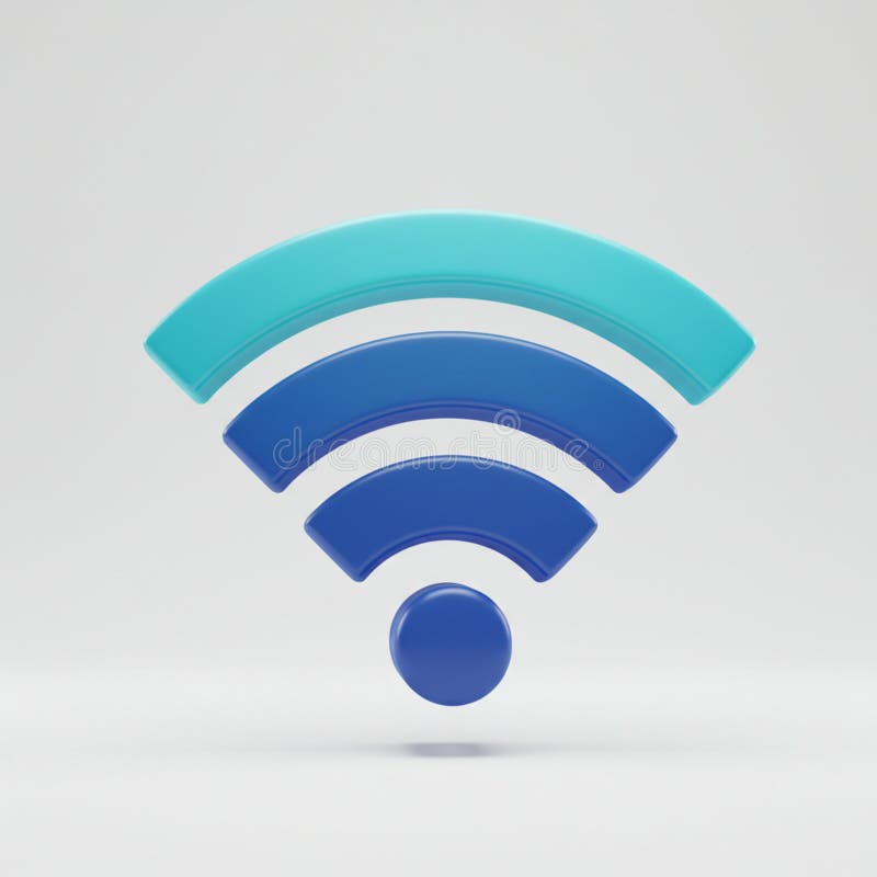 3D Wifi Symbol Blue Teal Gradient Technology Icon Web Data Signal ...