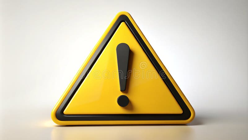 3D Yellow Triangle Caution Sign with Exclamation Mark - Isolated ...