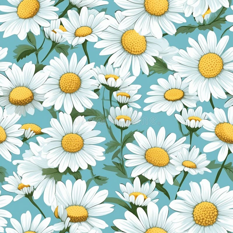 Vibrant Daisy Blooms Seamless Art Stock Illustration - Illustration of ...