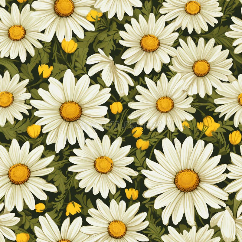 Vibrant Daisy Magic Floral Pattern Stock Illustration - Illustration of ...