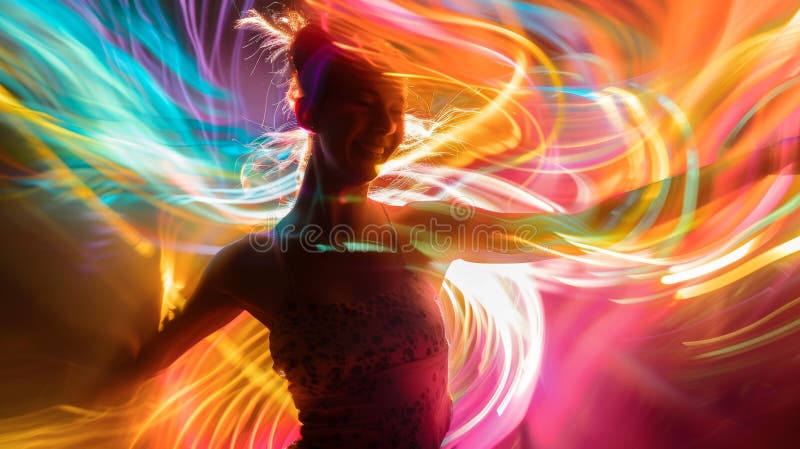 Vibrant Dance of Colors: Ecstatic Motion and Joyful Expression Stock ...